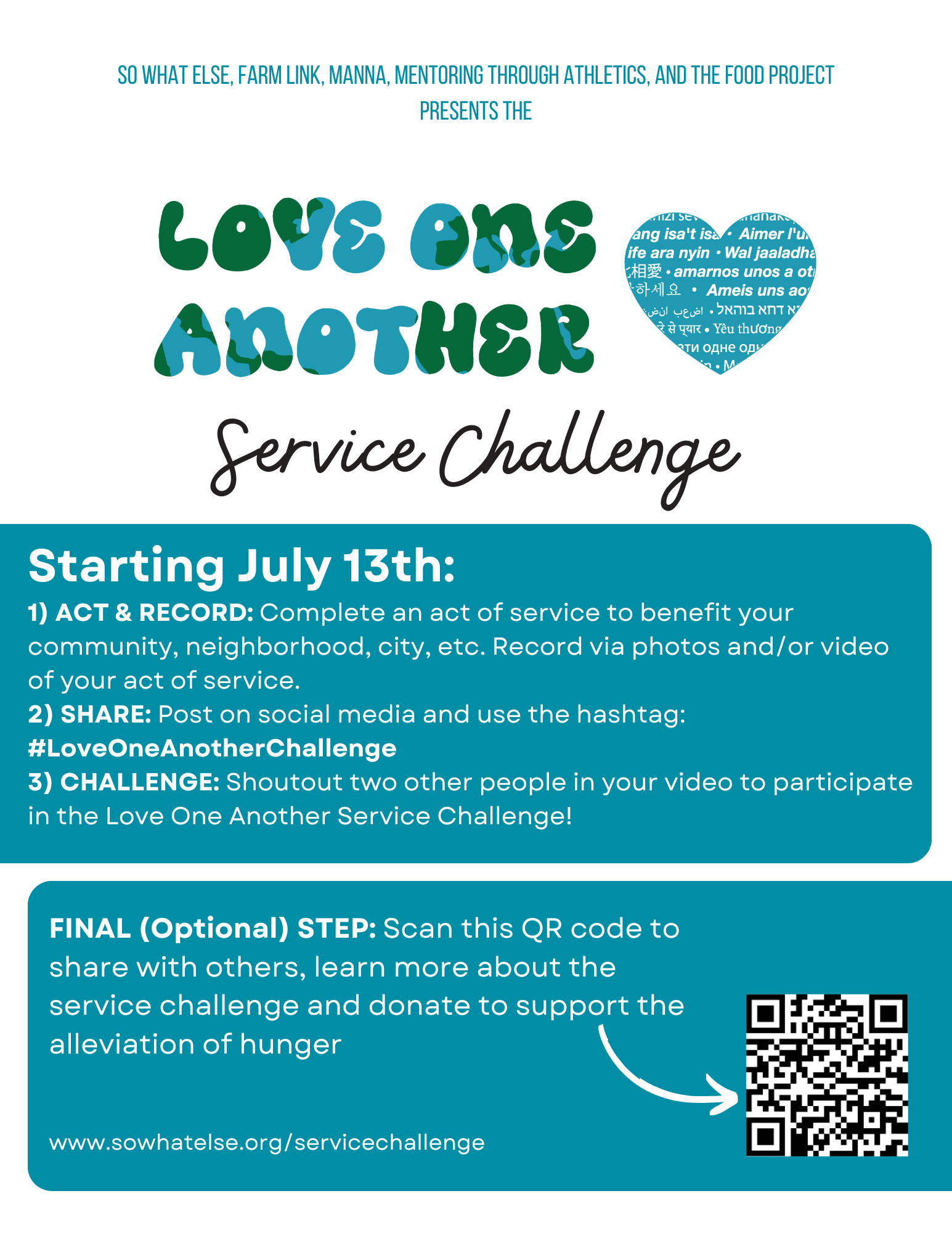 Love One Another Service Challenge Launch - So What Else Inc